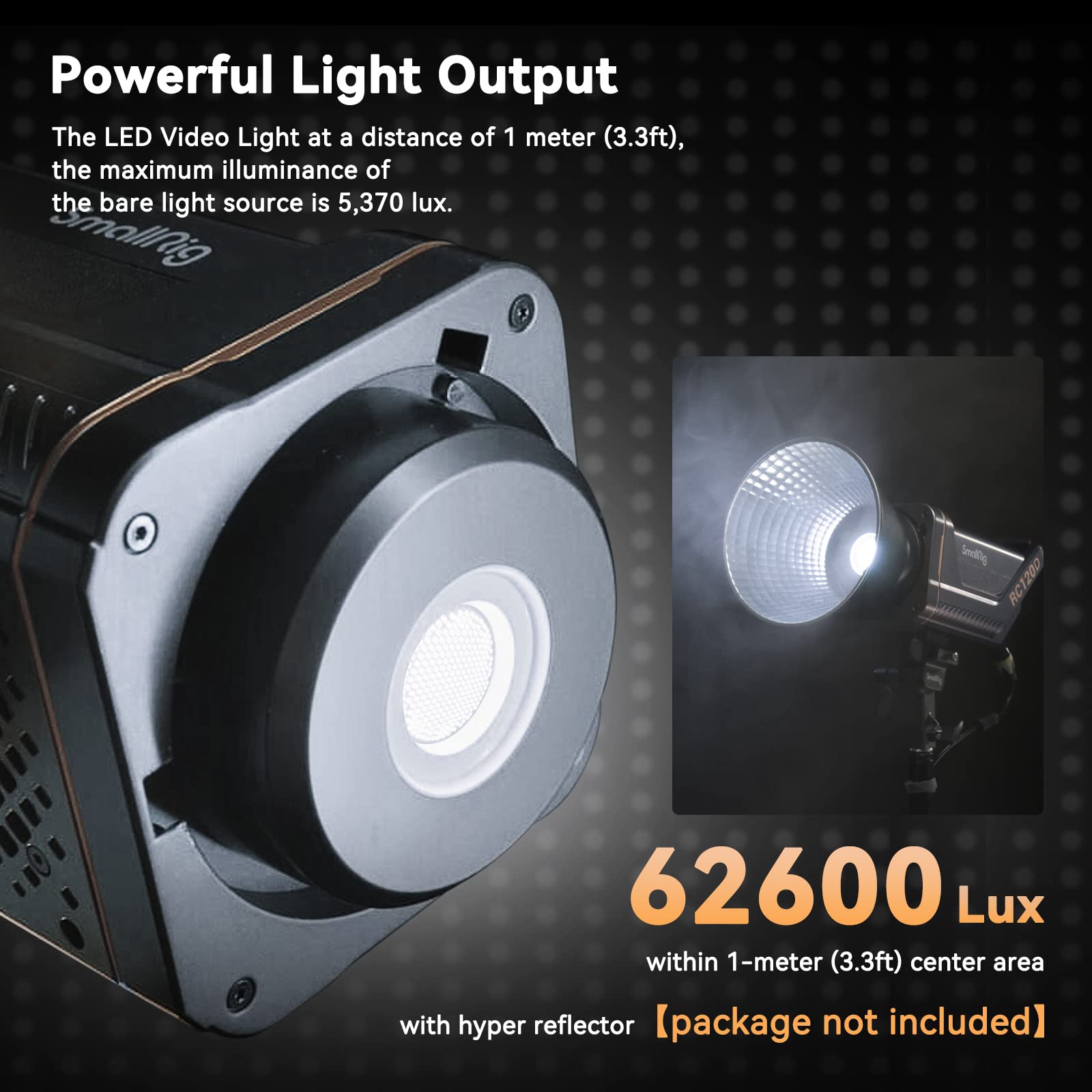 SmallRig RC 120D 120W COB LED Video Light, 5600K, 5370Lux@1m and SmallGoGo App Control, TLCI 96+ CRI 95+, 9 Lighting Effects, Support AC Adapter and 14.4V/26V V-Mount Battery- 4208