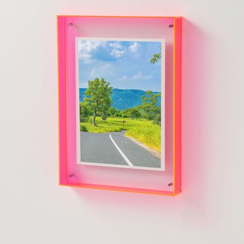 Sinknap Modern Acrylic Frame Vivid Photo Frame Acrylic Photo Frame Vibrant Floating Picture Frame for Gallery Home Office Decoration Rose Red 16cm
