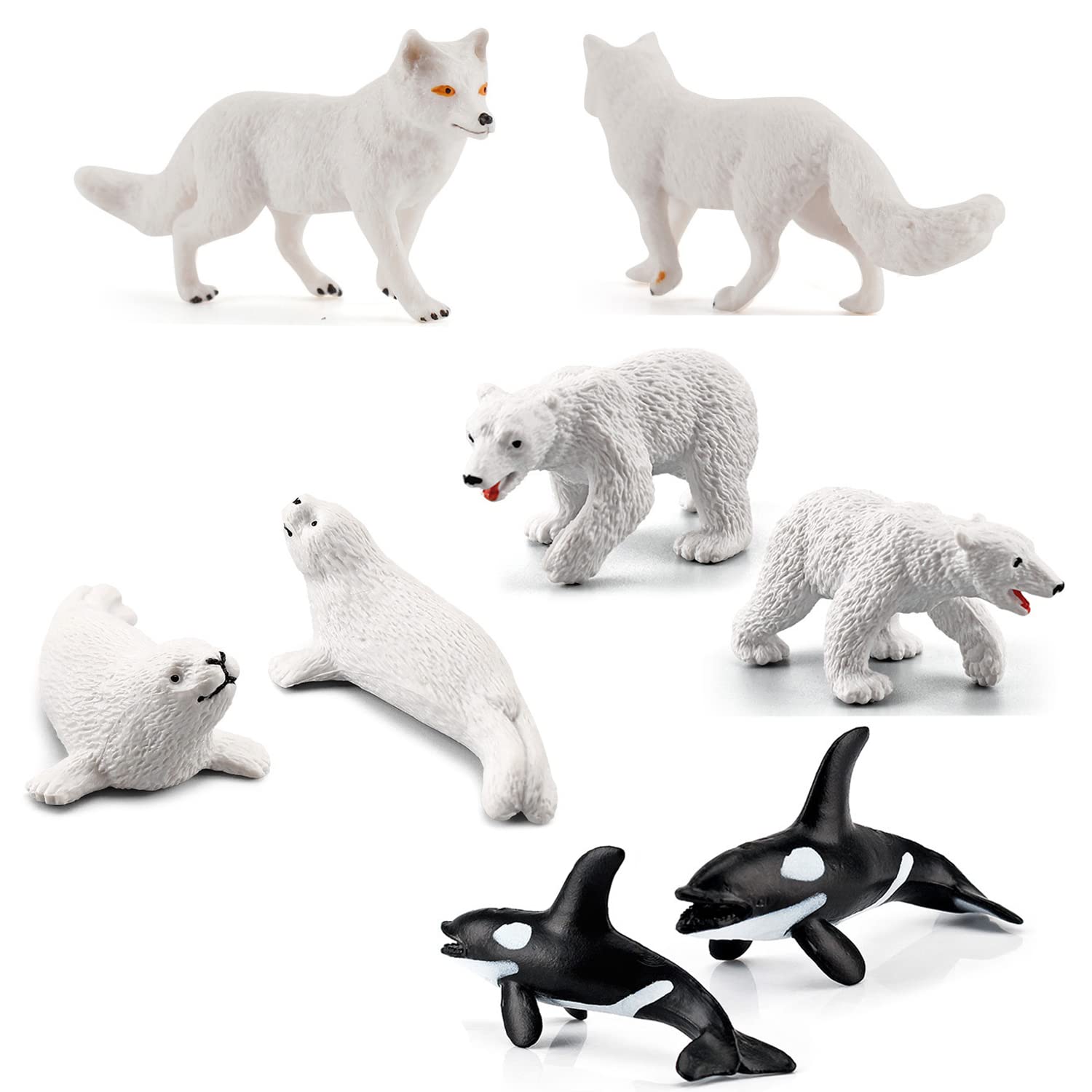 willway 18PCS Mini Arctic Animals Figurines Set, Polar Animals Toy for Kids Plastic Arctic Reindeer,Walrus,White Whale,Polar Bear,Arctic Fox,Wolf Figures, Cake Toppers Christmas Birthday Toy Gift