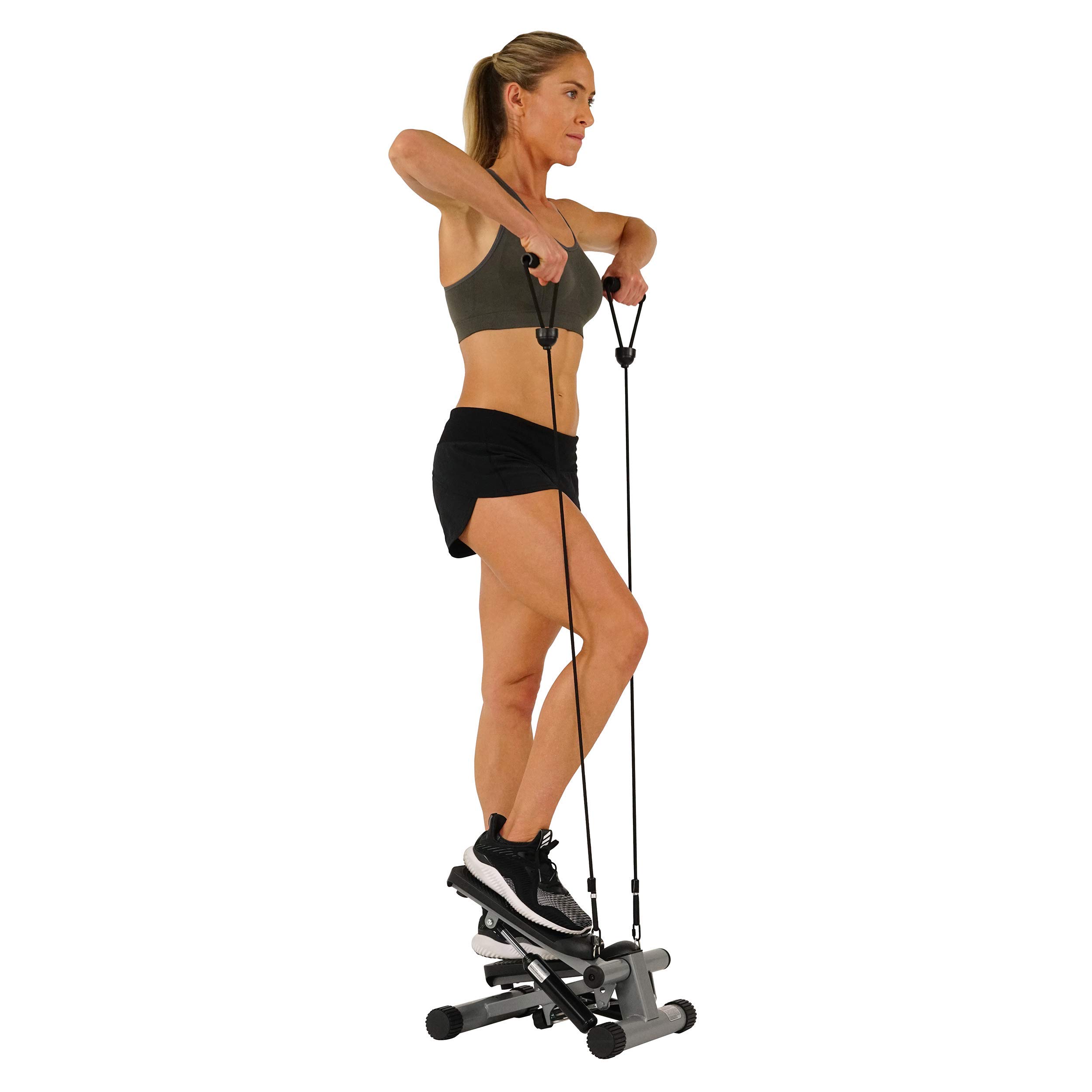 Sunny Health & Fitness Mini Stepper with Resistance Bands (Renewed)