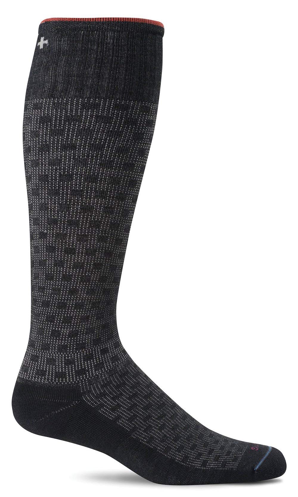 Sockwell Men's Shadow Box Moderate Graduated Compression Socks, Denim - M/L