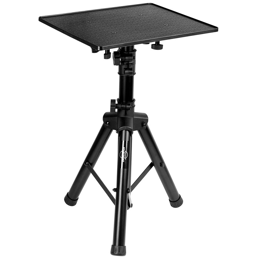 STARUMENT Laptop Stand - Tripod Floor Stand for Computer, Projector, DJ Equipment, Studio Accessories - Light & Portable, Sturdy & Durable Metal - Adjustable Height 31.9 to 50.2-Inches - 20x16 Tray
