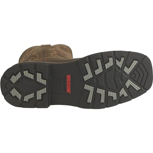 Wolverine mens Rancher 10" Square Soft Toe Work Boot, Dk Brown/Rust, 8 US