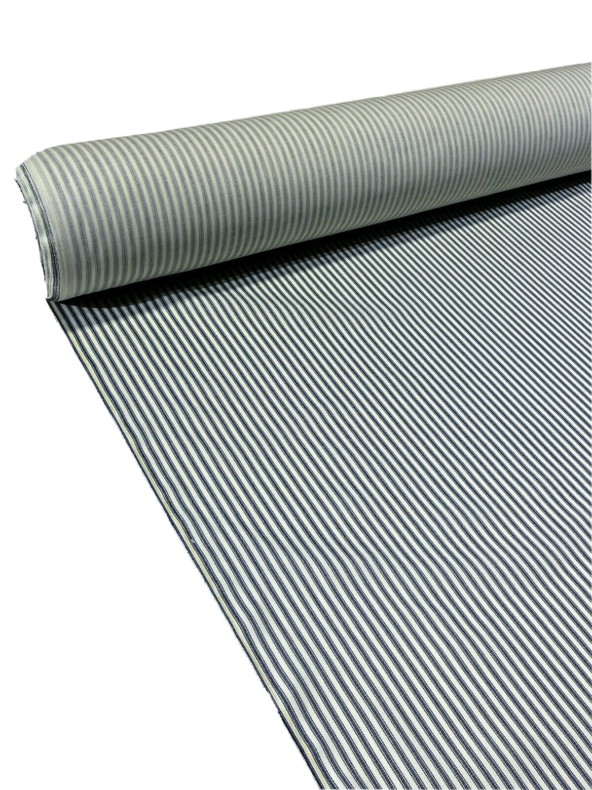 USA Fabric Store Navy Blue Drapery Upholstery Cotton Ticking Rope Stripe Fabric 44W by The Yard Navy White