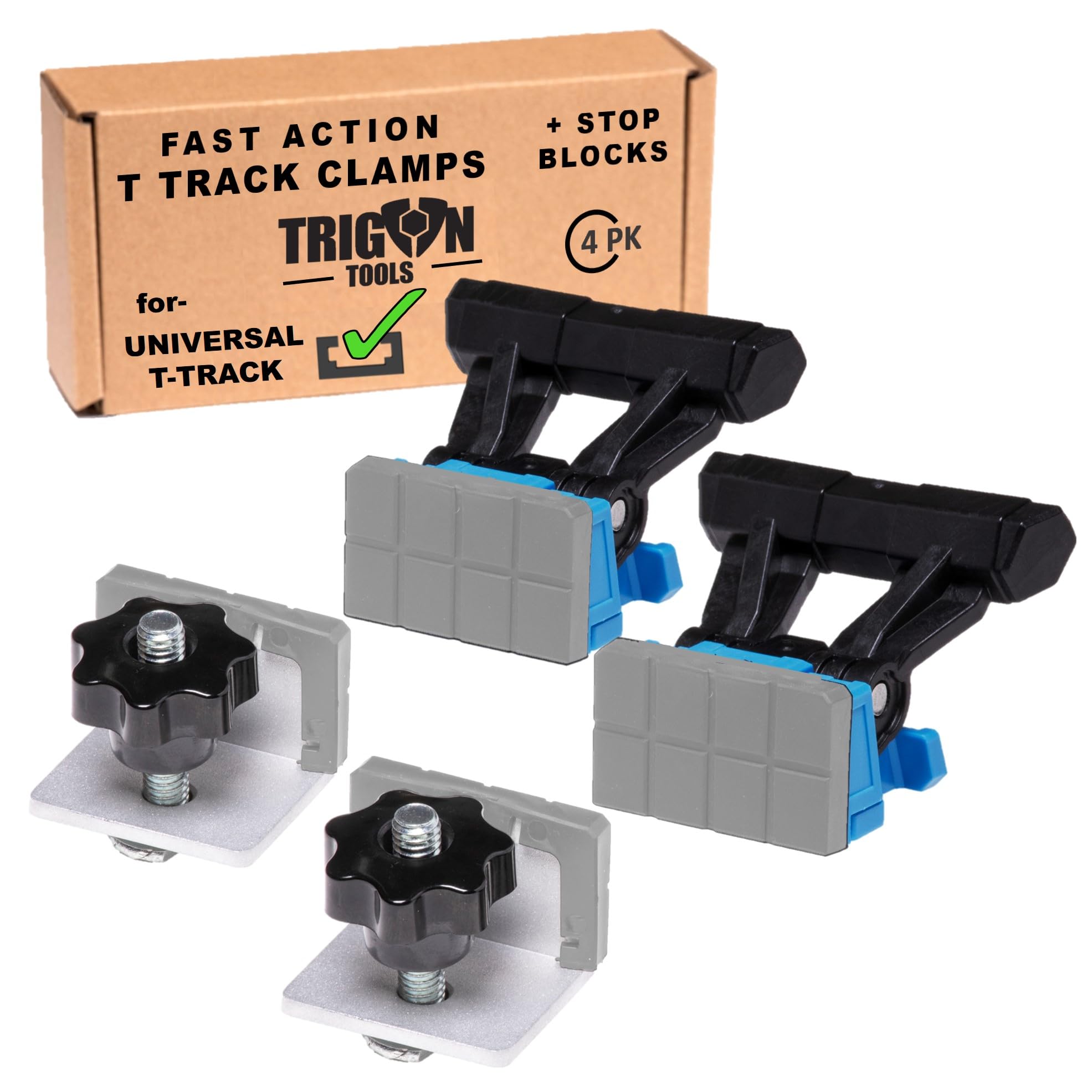 T-Track Clamp for Woodworking- for Universal T-Track Double Cut Profile (3/4ββ * 3/8ββ) | T Slot Clamp | T Track Vise | Inline Quick Release Woodworking Clamps, for Routing, Sanding, Drill Press, Jigs