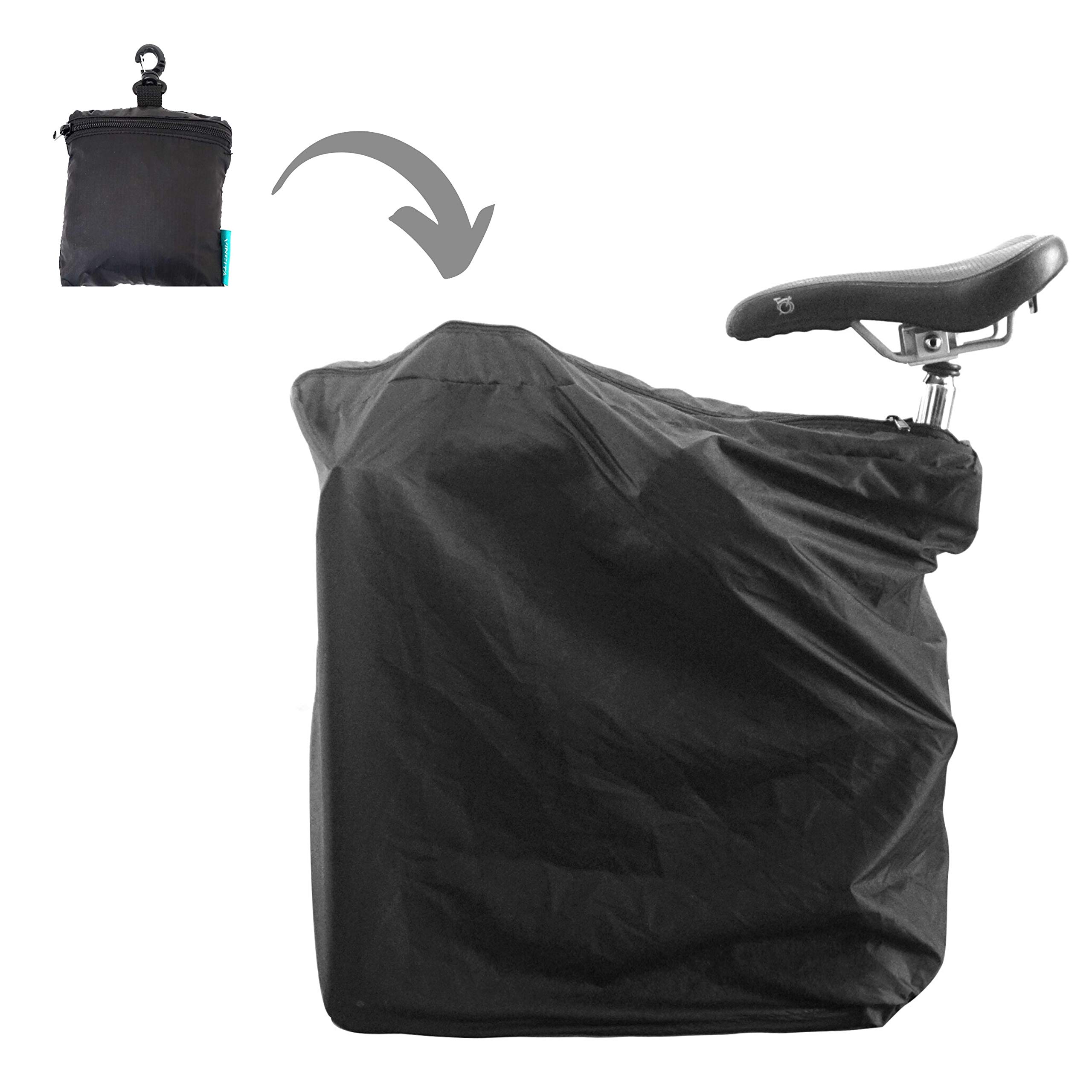 Vincita Hunter Bike Cover for Brompton Folding Bicycle with Integrated Pouch Made with Self-Healing Fabric - Black Light Weight, Foldable Into Small Bag - for Using On Train, Bus.