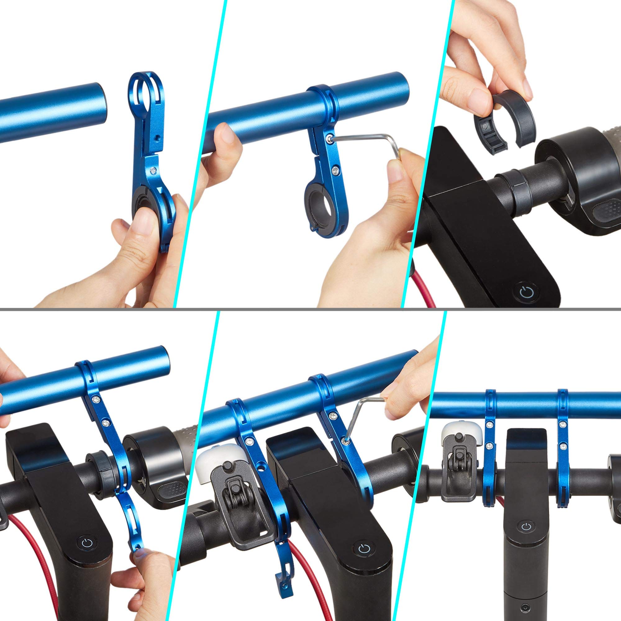 TOMALL Handlebar Extender Bicycle Extension Bar Aluminum Alloy Bracket Blue Extender Holder Space Saver Use Compatible for M365,ES1 ES2,Mountain Bicycle