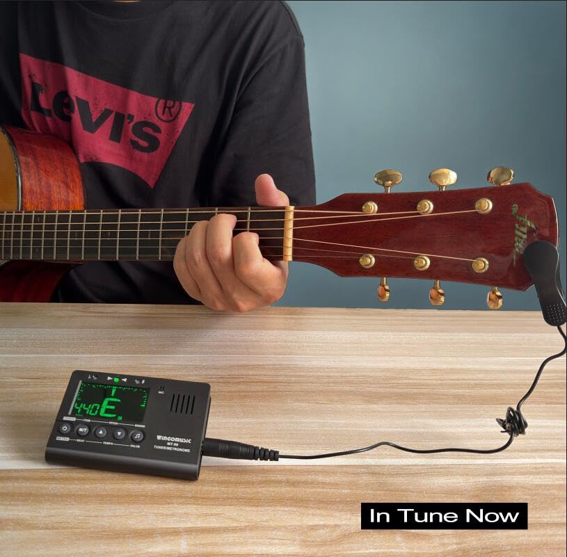 WINGO Digital Metronome, Tuner and Tone Generator - 3 in1 Device(Black)-for Chromatic, Guitar, Bass, Ukulele, Violin-Battery Included
