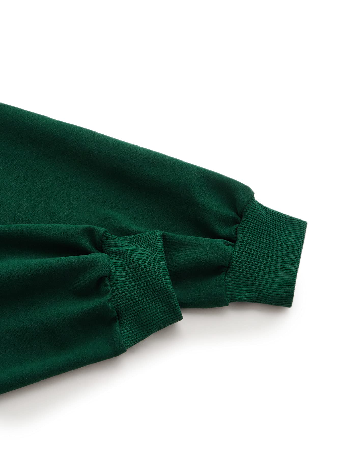 Verdusa Women's Long Sleeve Drop Shoulder Drawstring Crop Hoodie Sweatshirt Dark Green L