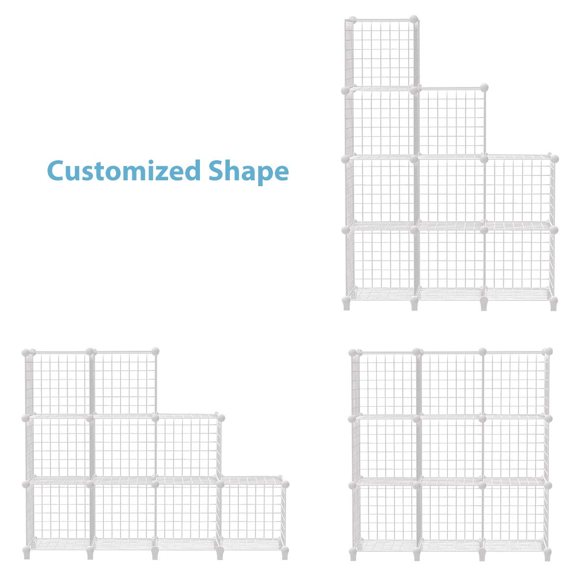TomCare Cube Storage 9-Cube Metal Wire Cube Organizer Storage Cubes Shelves Shelves Organizer DIY Bookshelf Closet Organizer Cube Shelves Storage Shelves for Bedroom Home Office, White