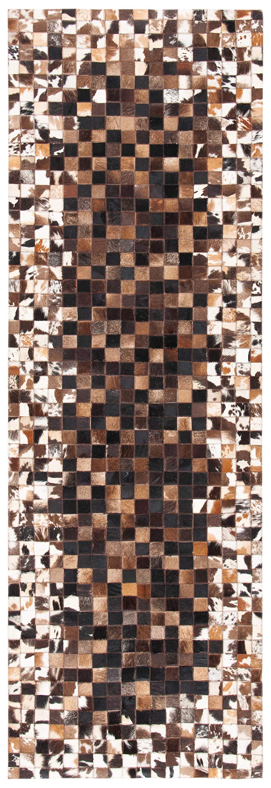 SAFAVIEH Studio Leather Collection 2'3" x 7' Beige/Brown STL803B Handmade Mid-Century Modern Leather Runner Rug