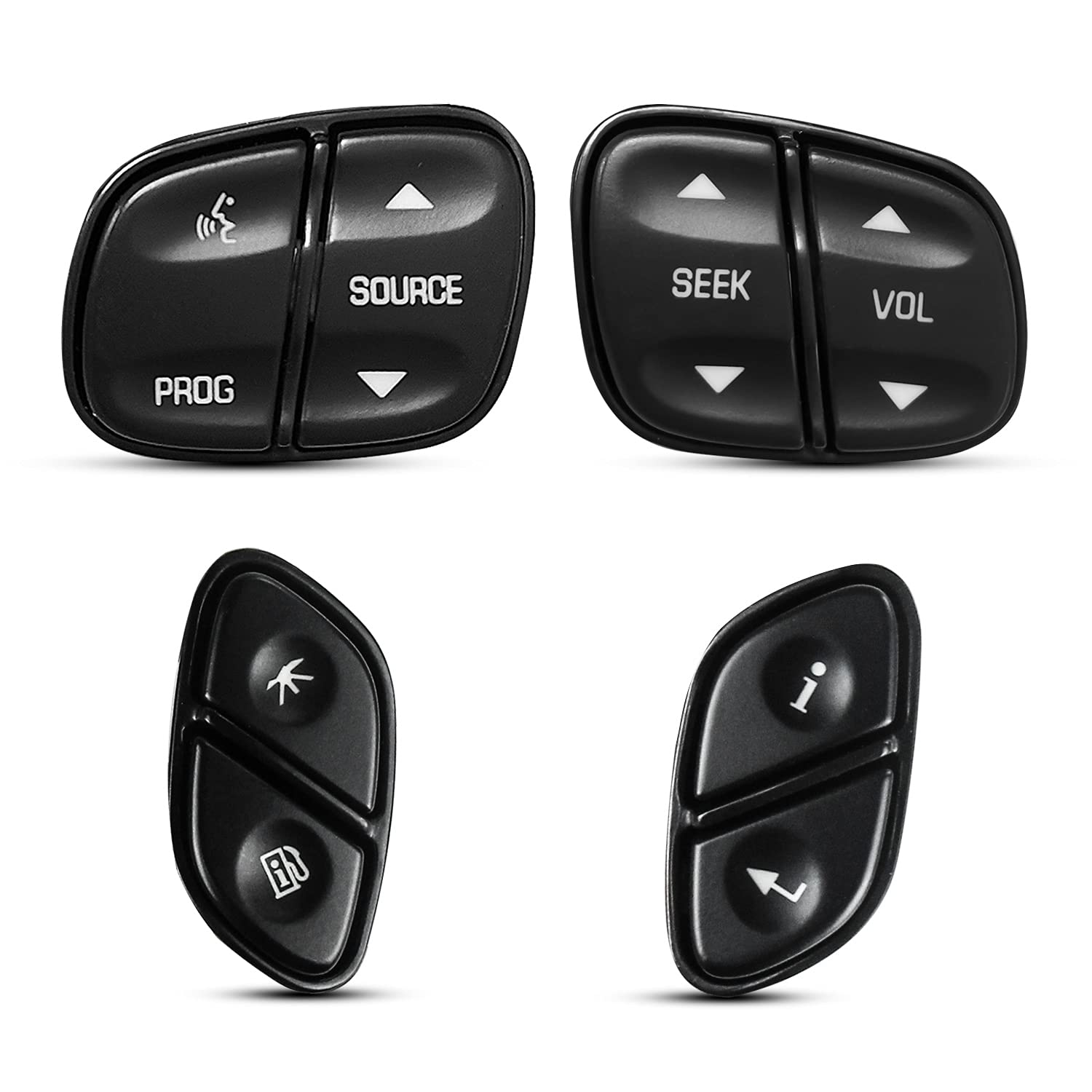 Steering Wheel Radio Volume Control Switch Buttons for Chevy Silverado Suburban for GMC Yukon Sierra,for Trailblazer Envoy, 4PCS Replaces# 21997738, 21997739, 1999442, 1999443