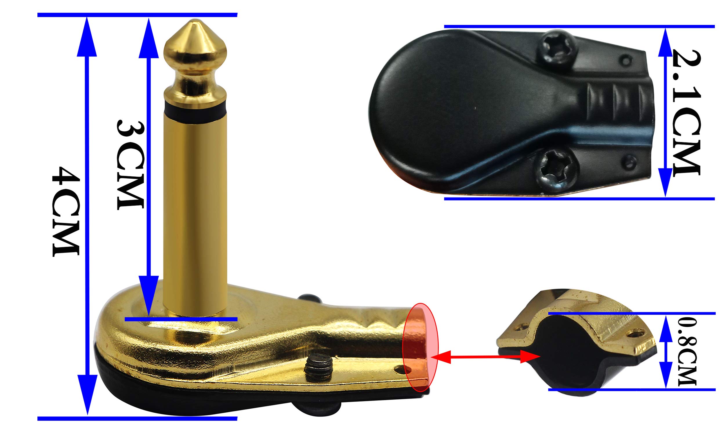 zdyCGTime DIY 6.35MM 1/4" Mono Male 90 Degree Right Angle Pancake Style Plugs Connectors for Speaker,Patch Cable,Snakes Golden Plated TS Male Mono 1/4 Inch Phono 6.35mm Phone Microphone Plug(4 pack)