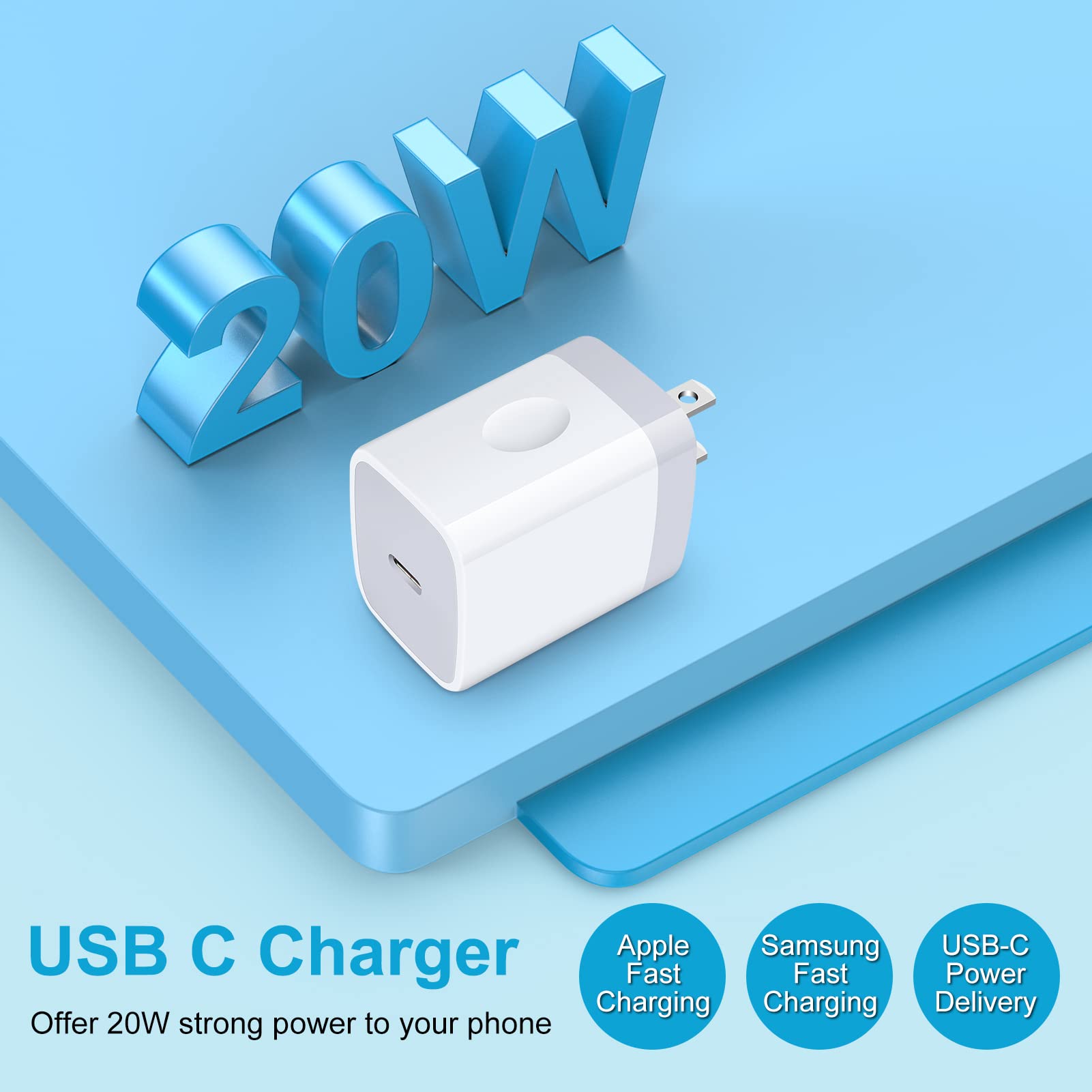 USB C Pixel 7a Charger Block for Google Pixel 8Pro 7 6a 6 5 4 3,Super Fast Charging Type C Wall Plug 20W,6ft USB C Cable for iPhone 15,Samsung Galaxy S24 S23 S22 S21 A54 A14 A13 A34 A53 Z Fold 5 4 5G