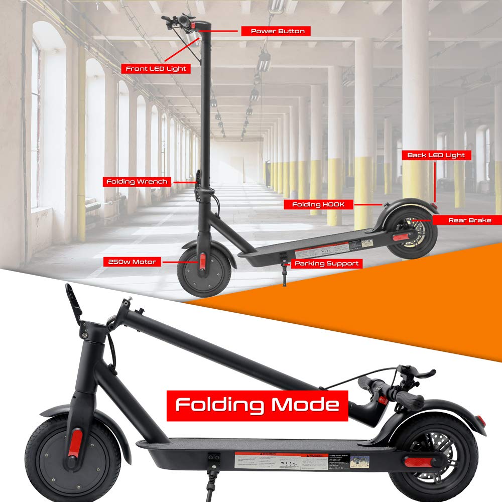 Smart High Power Electric Scooter Fold-able Lightweight Sturdy Frame Teenager Adult Outdoor Activities Communicate Schooling Camping (Black)