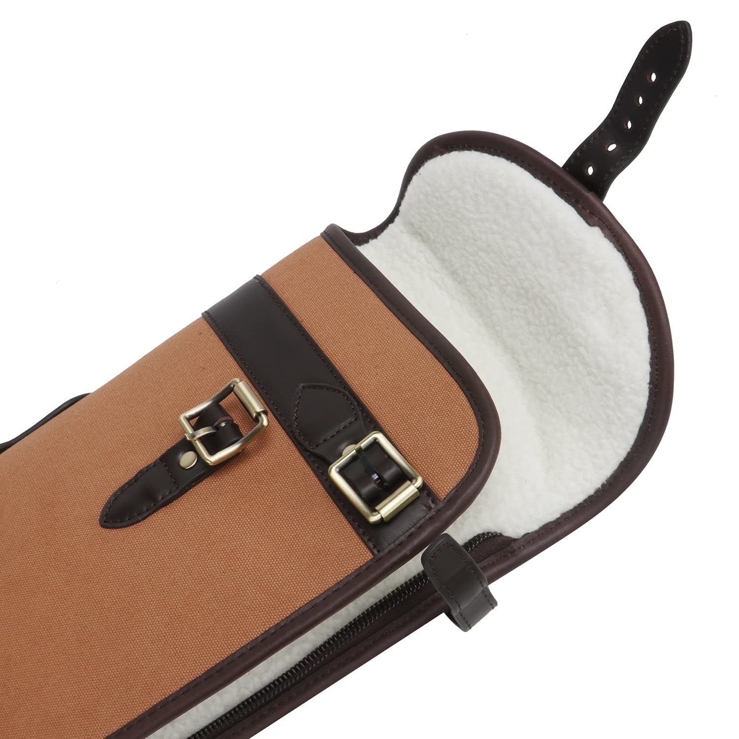 TOURBON Rifle Gun Case Soft Faux Fleece Padded 50" Shotgun Bag Slip - Canvas and Leather
