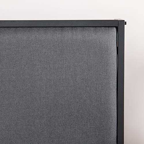 ZINUS Christina Upholstered Platform Bed Frame with Black Headboard Shelf / No Box Spring Needed / Wood Slat Support / Easy Assembly, Queen