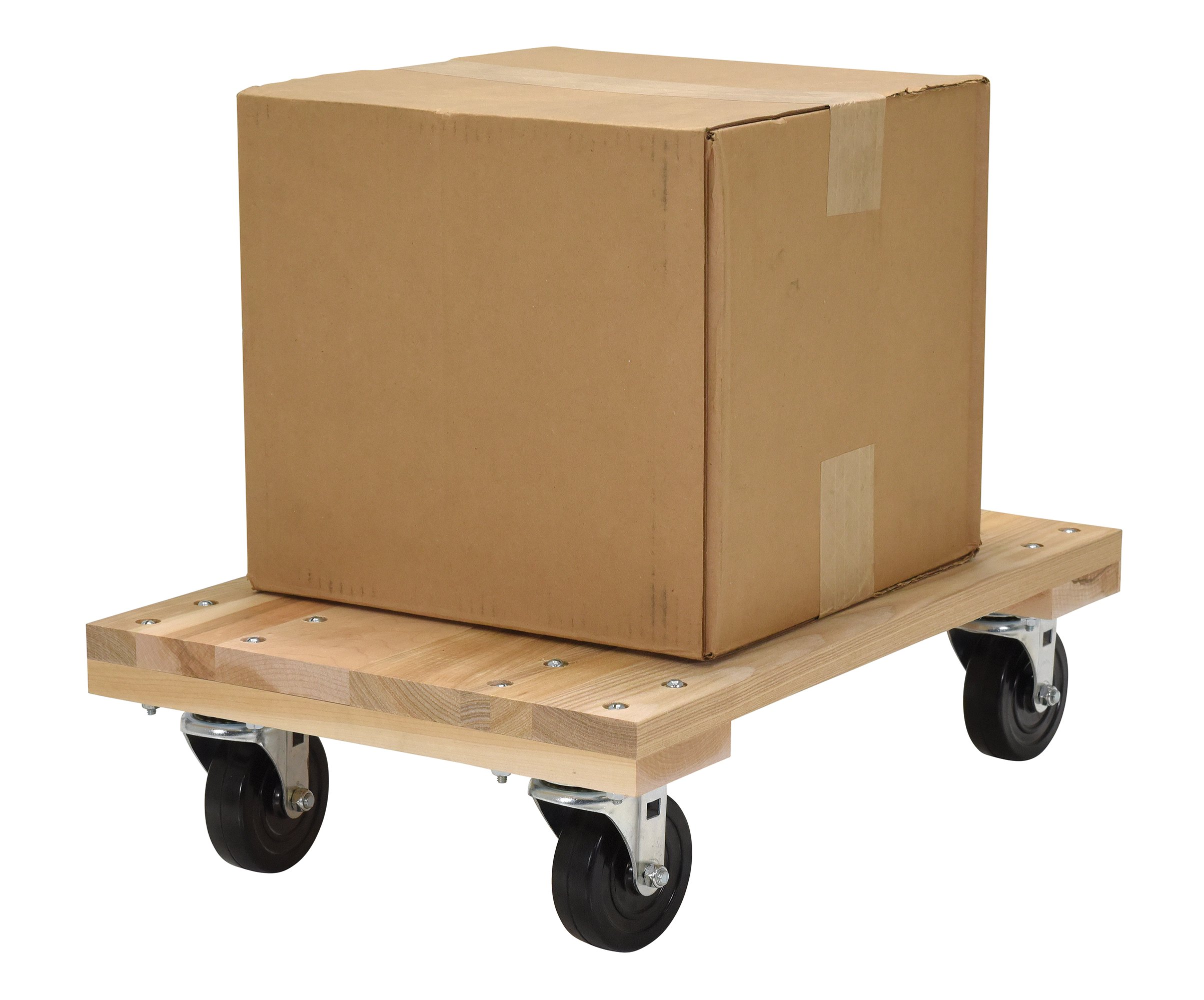 Vestil HDOS-1624-12 Solid Deck Hardwood Dolly with Hard Rubber Casters, 1200 lbs Capacity, 24" Length x 16" Width x 6-3/4" Height, Brown