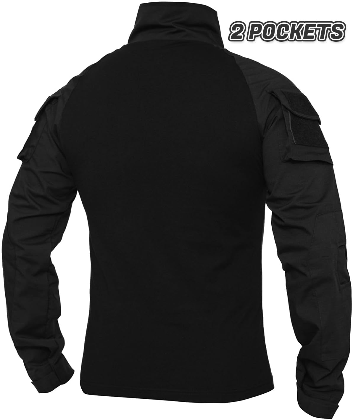 XKTTAC G3 Combat Tactical Shirt for Men with 2-4 Pockets Airsoft-Military-Paintball-Camping Gear Multicam Army BDU TOP Security Clothes(Black/2 Pockets,M)