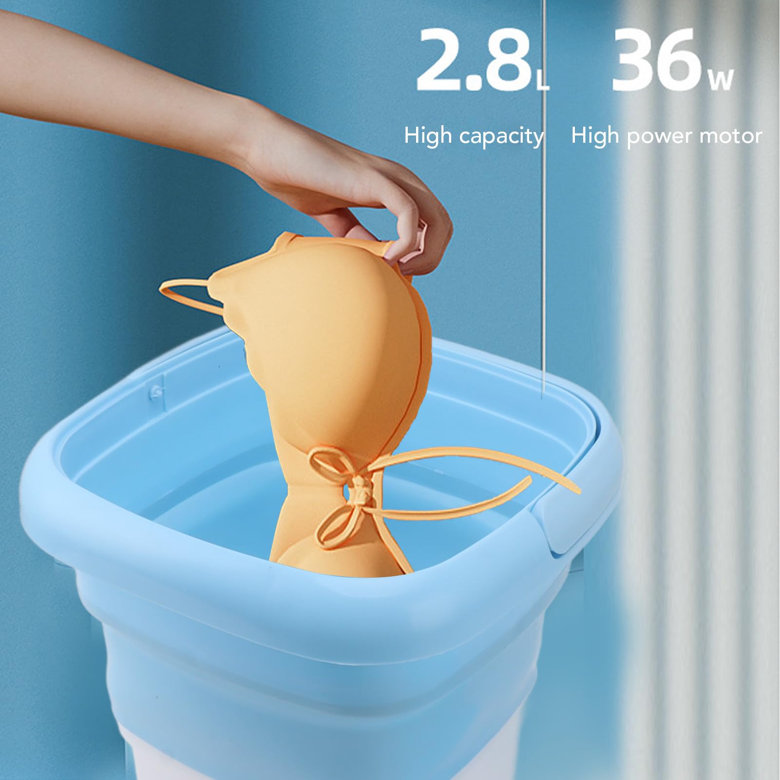 Tgoon Foldable Washing Machine, Deep Stain Removal High Speed Motor Foldable Mini Washing Machine Deep for Tourism for Apartments (US Plug)