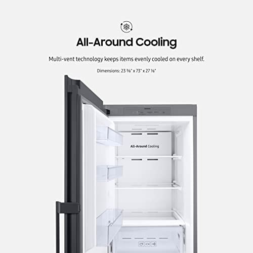 SAMSUNG 11.4 Cu Ft BESPOKE Flex Column Compact Refrigerator w/ Freezer, Flexible Slim Design for Small Spaces, Even Cooling, Reversible Door, Energy Star Certified, RZ11T747441/AA, Navy Glass