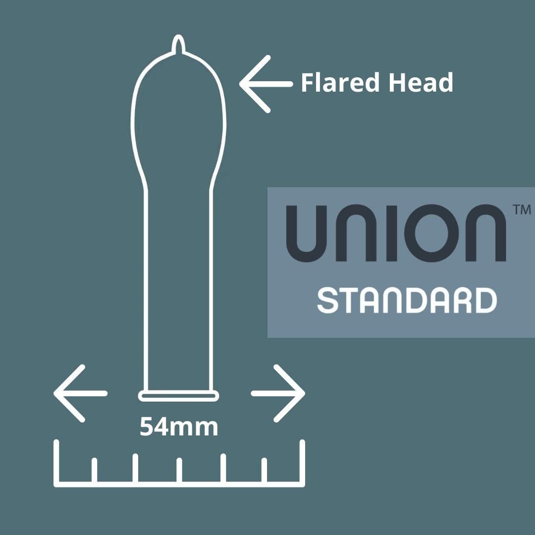 UNION Standard Premium Ultra-Thin Condoms 12 Count, Flared Head, Natural, Non-Toxic, Vegan, 54mm, Medium Size