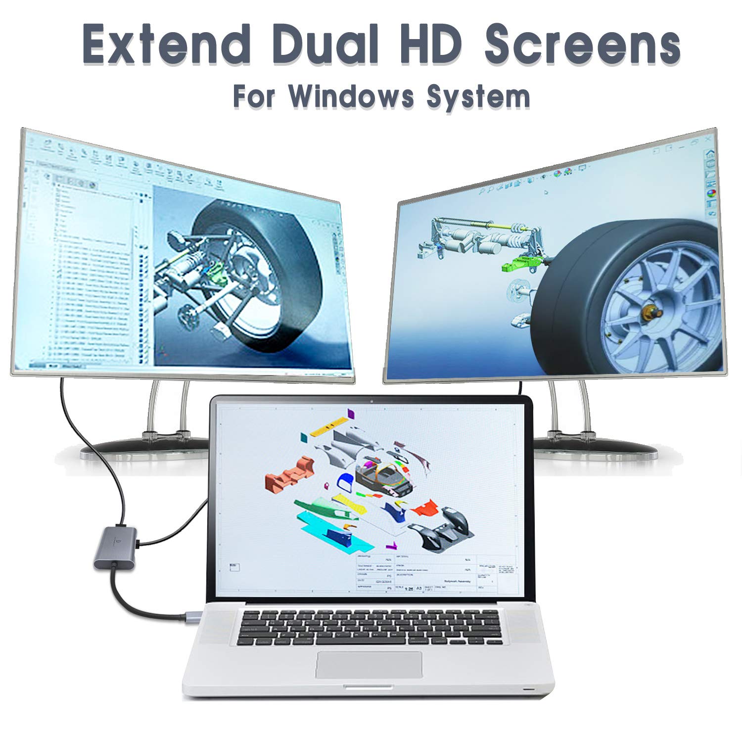 USB C To Dual HDMI Adapter - Dual HD Screen Extend & Mirror Mode - HDMI To USB C Hub with Dual 4K Display & USB 3.0 & 100W PD Compatible with MacBook Pro,Nintendo Switch And More Type C Device JUEYING
