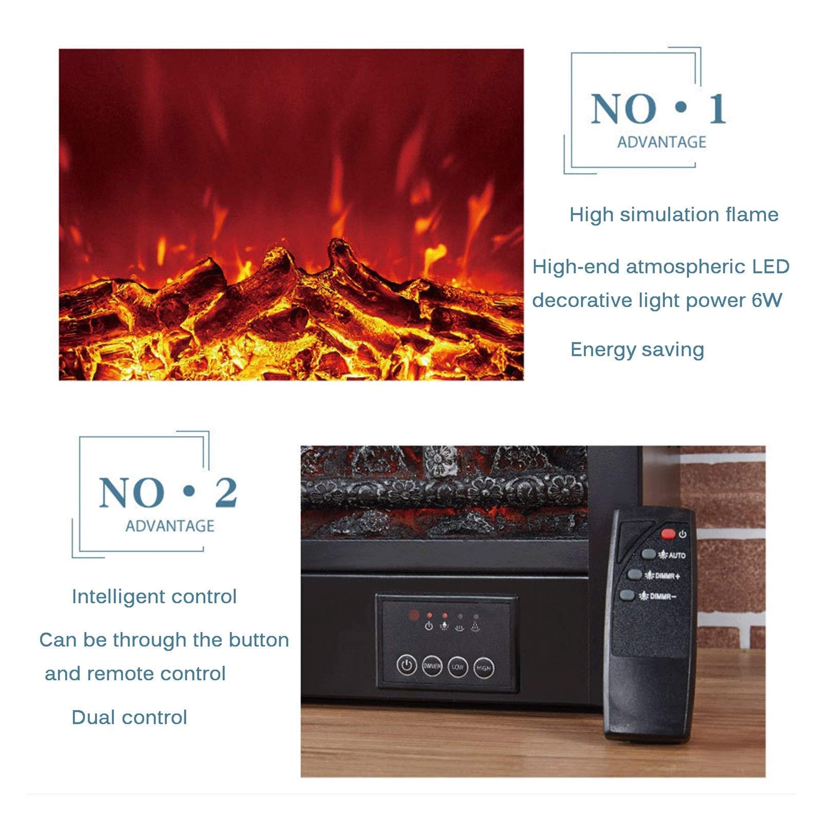 ROLTIN Electric Fireplace Stove Round Arched Arc Decorative Fireplace Core Embedded Simulation Fire Electronic Fireplace Home