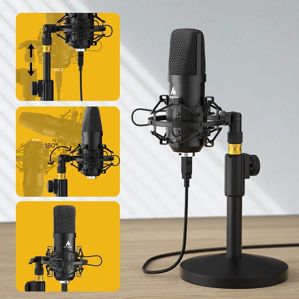 USB Microphone Kit 192KHZ/24BIT MAONO AU-A04TC PC Condenser Podcast Streaming Cardioid Mic Plug & Play for Computer, YouTube, Gaming, Recording