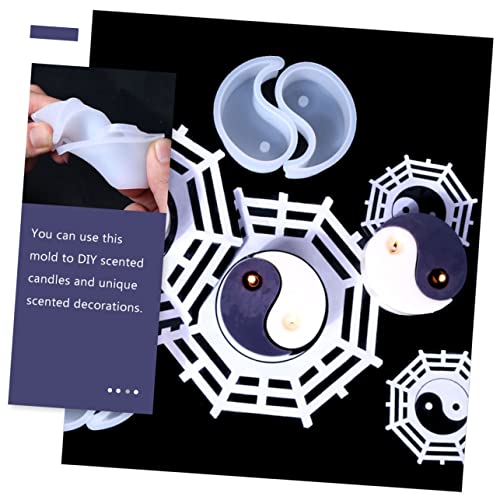 VILLCASE 10 pcs Tai Chi Candle Mold Silicone molds Concrete Silicone Planter Mold Jewelry Making kit soap Casting Mold Chocolate Candy yin yang Scented Candle molds Silica Gel Gift Soft 3D