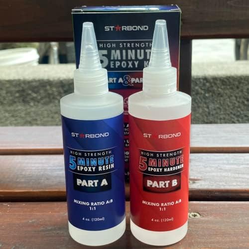 Starbond 5 Minute Epoxy Adhesive - Super Tough and Durable - 1900 lb Lap Shear Strength, 1:1 Ratio Instant Mix β Fast Set, Quick Cure, Compatible with Wood, Metal, Glass, Ceramic, Fabric, 8 oz