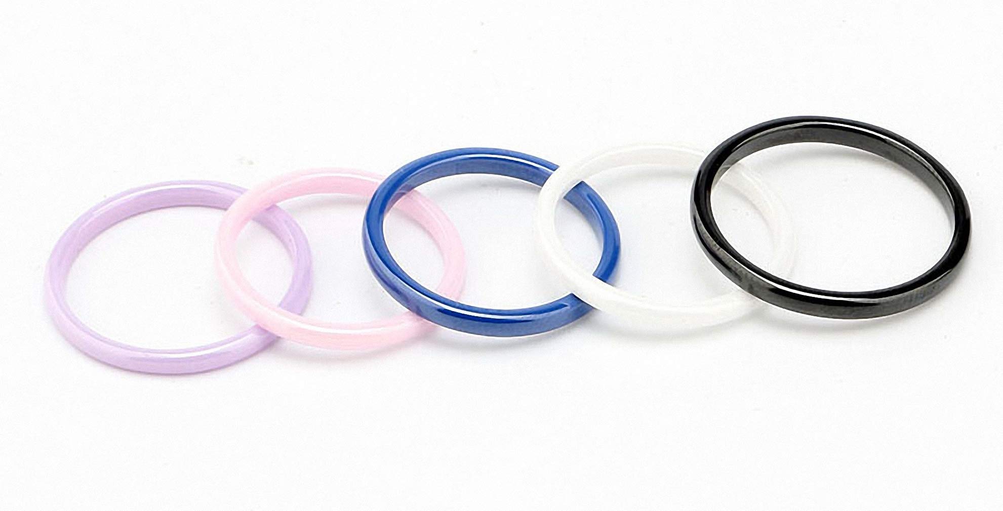 Womens Mens Ring Hot 2mm Light Pink Black White Blue Purple Beautiful Smooth Ceramic Ring for Women Modern Wedding Russian Ring Jewelry