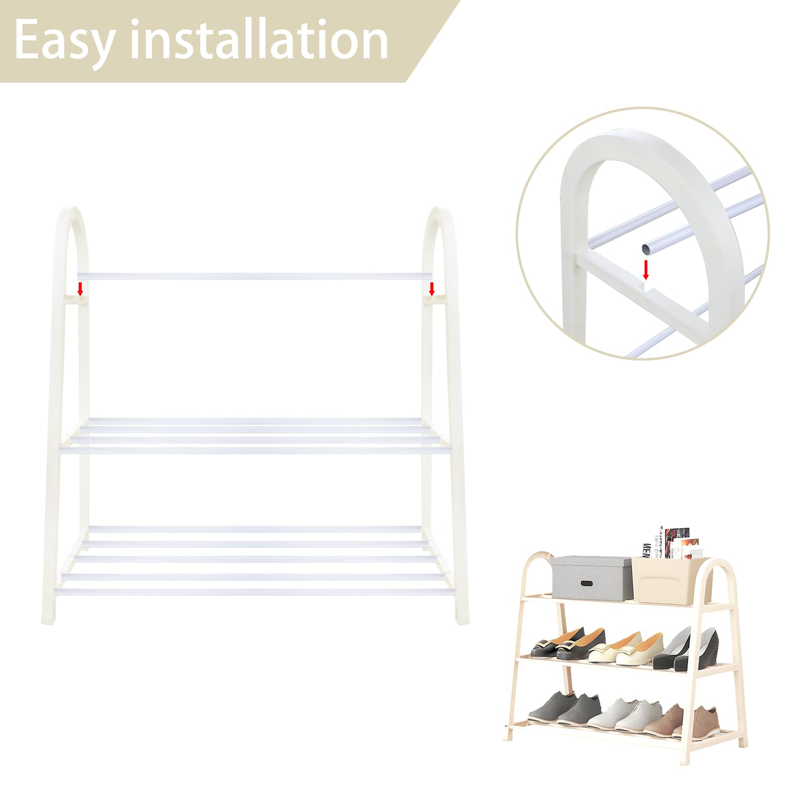 Weyrinice Shoe Organizer, 3-Tier Free Standing Shoe Rack for Entryway&Closet, Easy to Assemble Shoe Storage, Sturdy|Fashionable|Multi-functional Shoe Holder for Decorating Home & Office