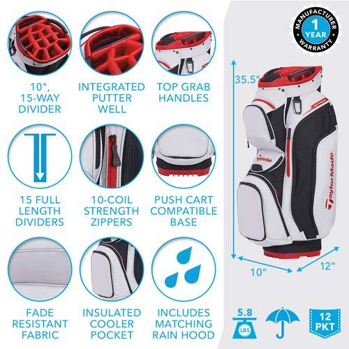 TaylorMade Supreme Cart Bag, Grey Dark/Army
