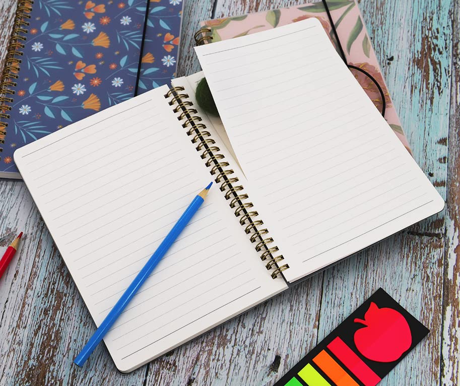 Zegrox Lined Spiral Journal Notebook, 6PCS,160 Pages, Medium 5.75 inches x 8.35 inches - 100 GSM Thick Paper, Hardcover, Double-Wire Spiral Journal & Notebook