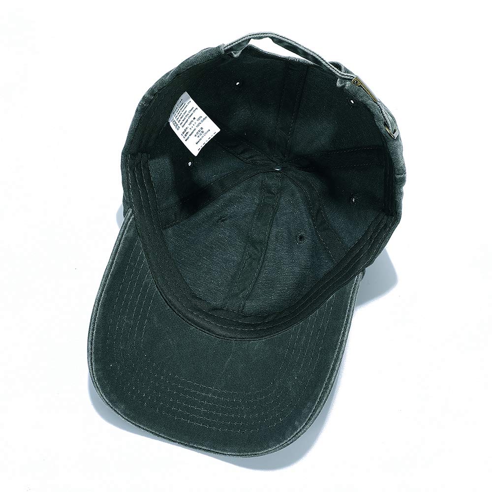 Vankerful Unisex Vintage Washed Dyed Dad Hat Plain Cotton Twill Low Profile Adjustable Solid Colour Baseball Cap Strapback (Army Green)