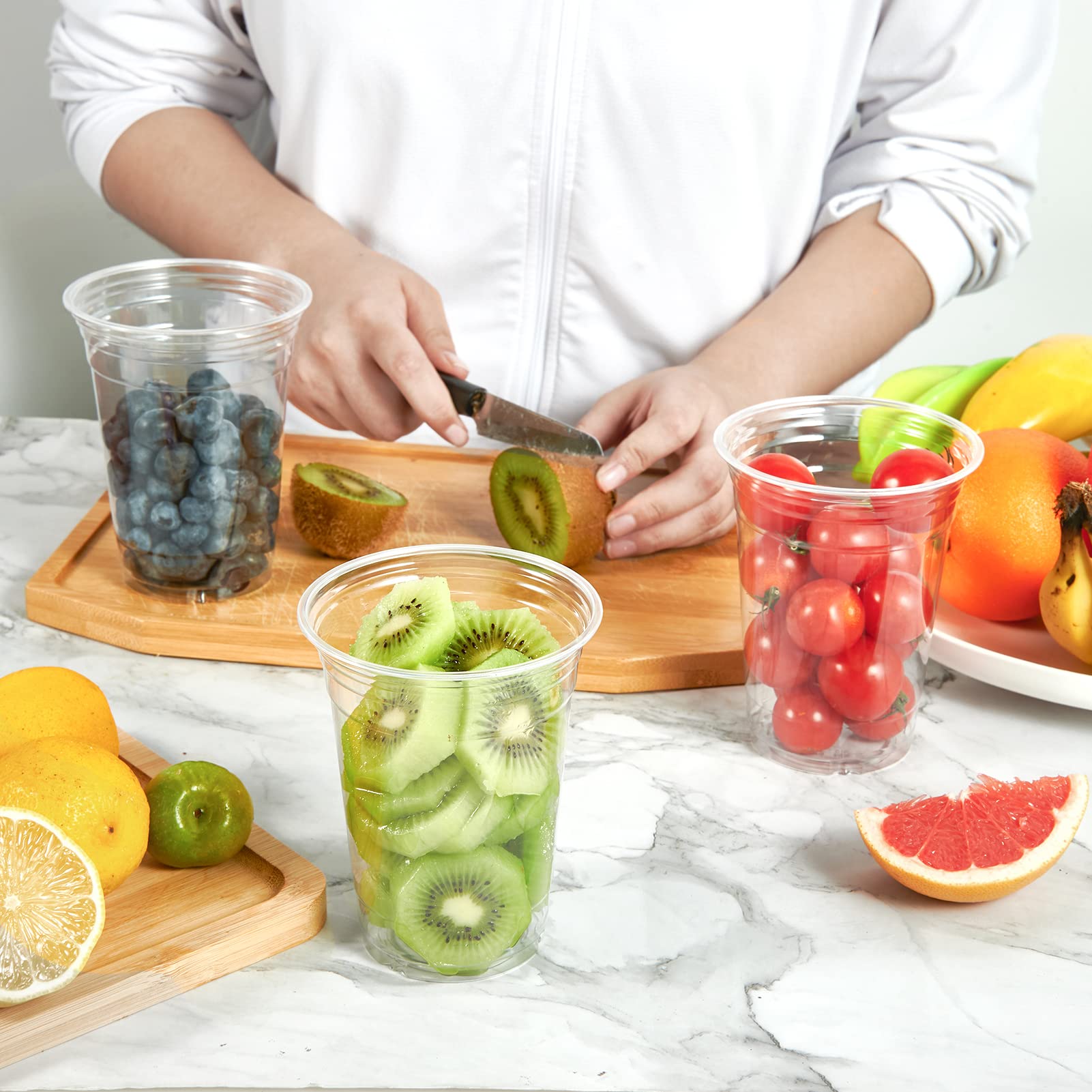 Vplus 300 Pack 12 OZ Clear Plastic Cups, PET Crystal Clear Cups, 12 OZ Disposable Cold Drinking Plastic Cups, Perfect for Ice Coffee, Smoothie, Juice, and mixed beverage(No Lids)