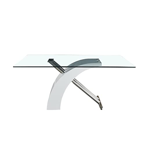 WFHTU Rectangular Glass Top Dining Table Design Home Rectangular Dining Table (Black Or White) (Color : E, Size : 62.99x35.43x29.92 inches)