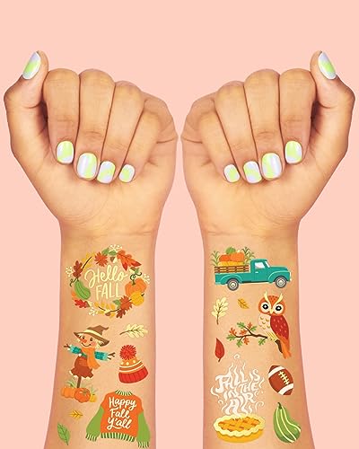 xo, Fetti Fall Temporary Tattoos for Kids - 32 Glitter styles | Birthday Party Supplies, Autumn + Pumpkin