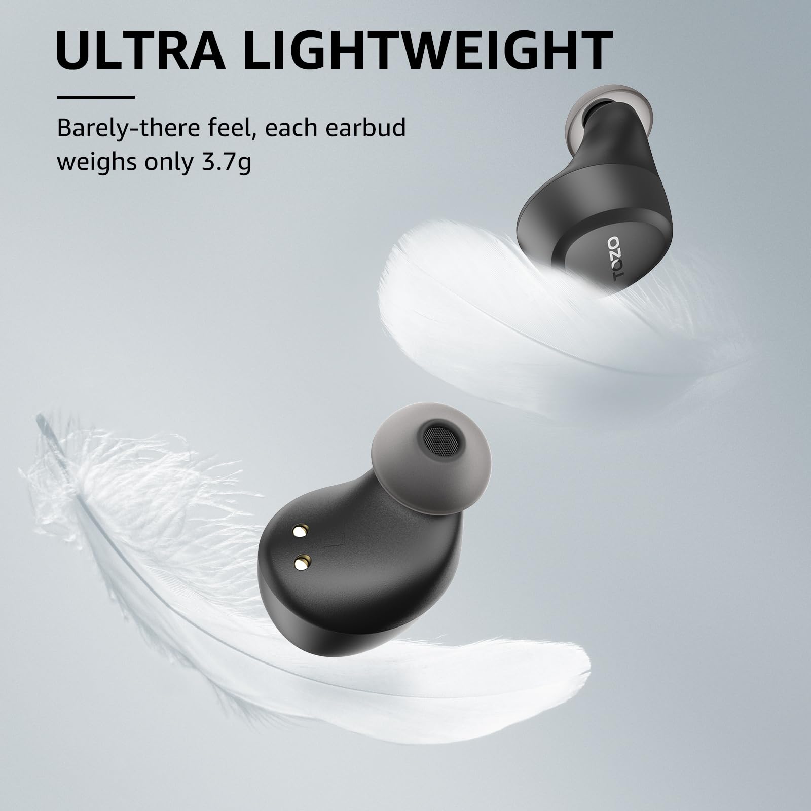 TOZO A1 Mini Wireless Earbuds Bluetooth 5.3 in Ear Light-Weight Headphones Built-in Microphone, IPX5 Waterproof, Immersive Premium Sound Long Distance Connection Headset with Charging Case, Pink