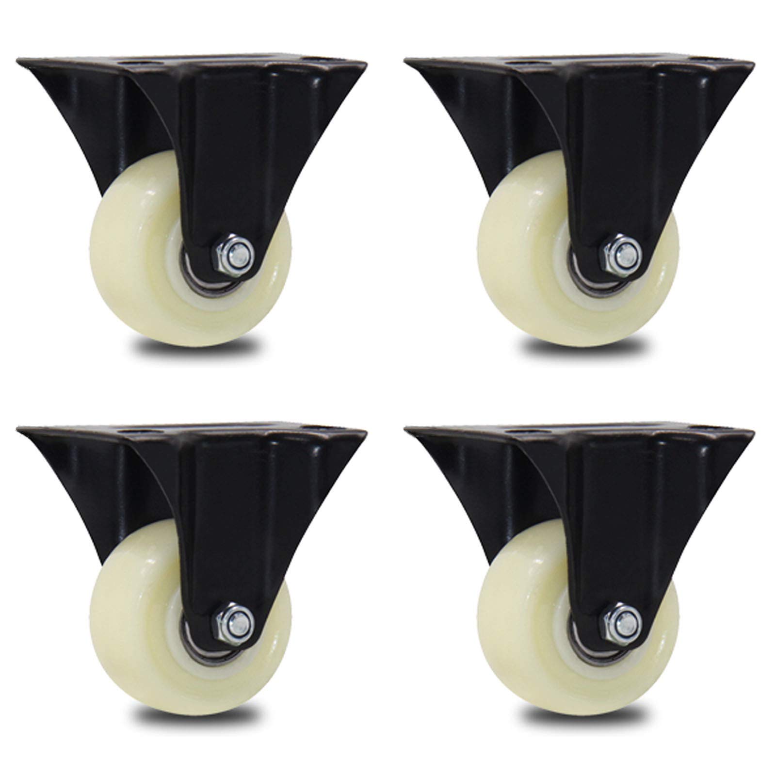 Wheel Small Castor Wheels Moving Caster Wheels Trolley Furniture Caster Nylon Swivel Plate Wheels,Double Bearing,Replacement Castors for Carts Workbench,White,Pack of 4