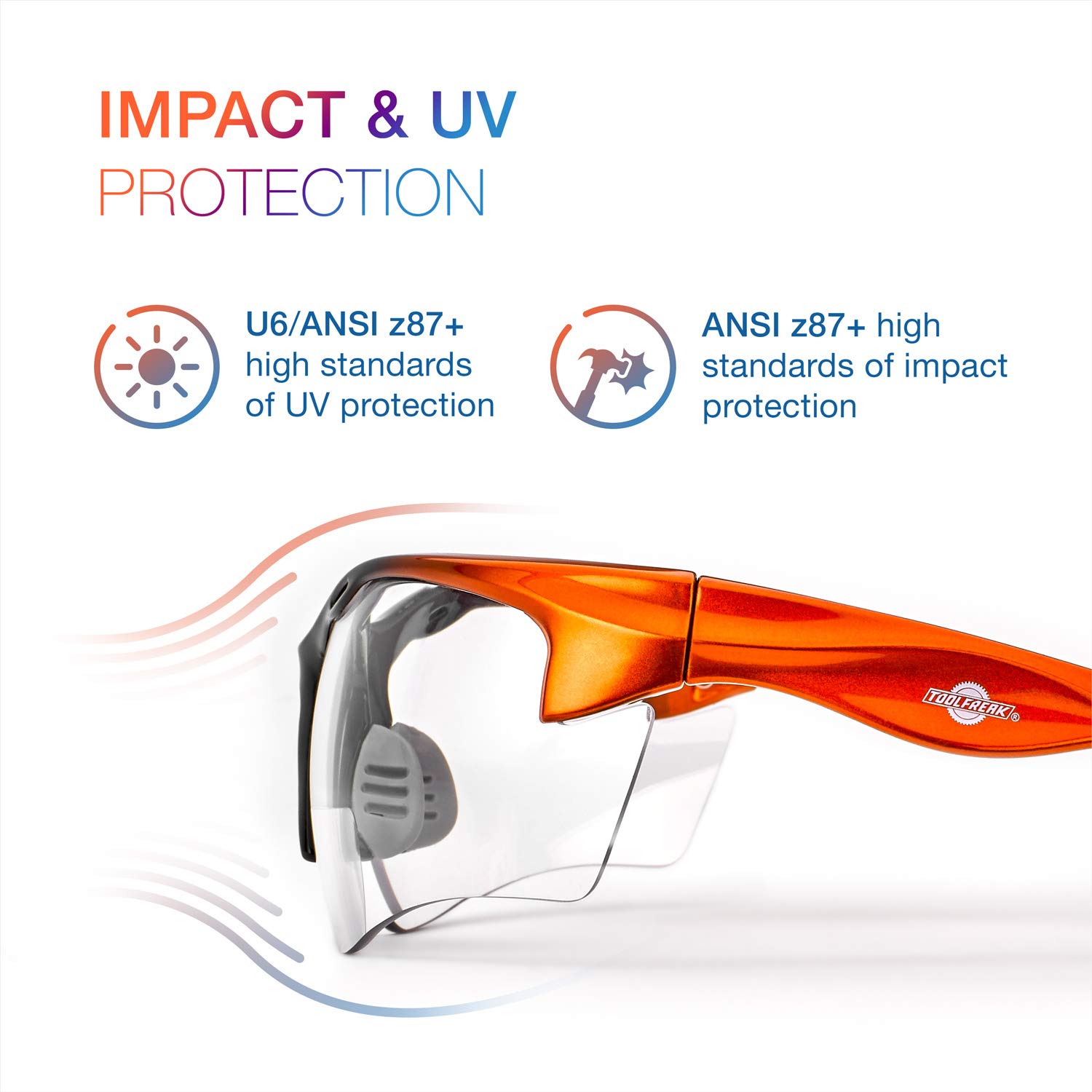 ToolFreak Rebel Bifocal Safety Glasses 1.5 Clear, Rated ANSI z87+ Impact/UV
