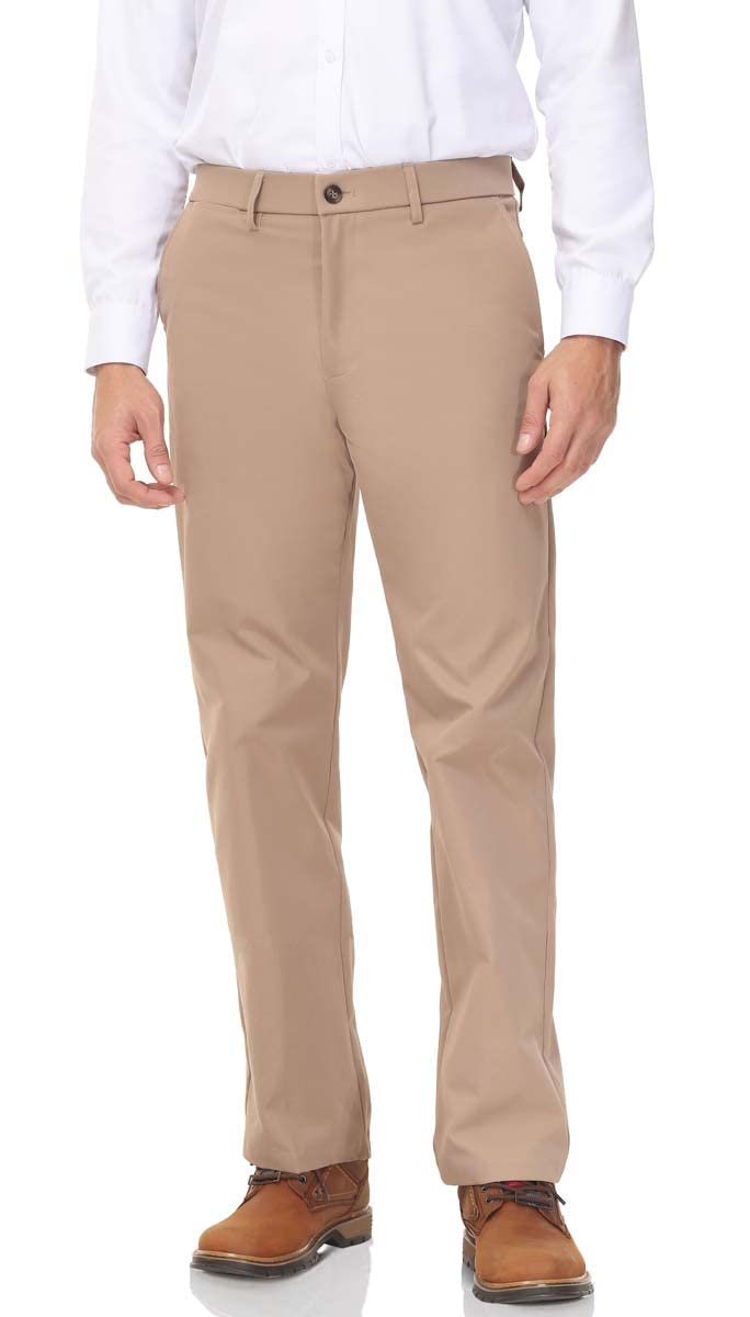 Soojun Men's Classic Fit Wrinkle Resistant Comfort Waist Flex Pant, Navy, 34Wx30L