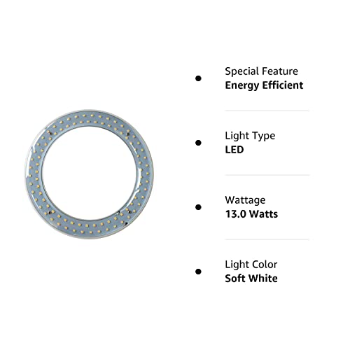 T9 LED Circline Light Bulb, 8 Inch 1600LM LED Circular Light, 13W Clear Cover 4000K Soft White Replacement for FC8T9 22-Watt Fluorescent Circular Bulb(FC8T9), Ballast Bypass Required