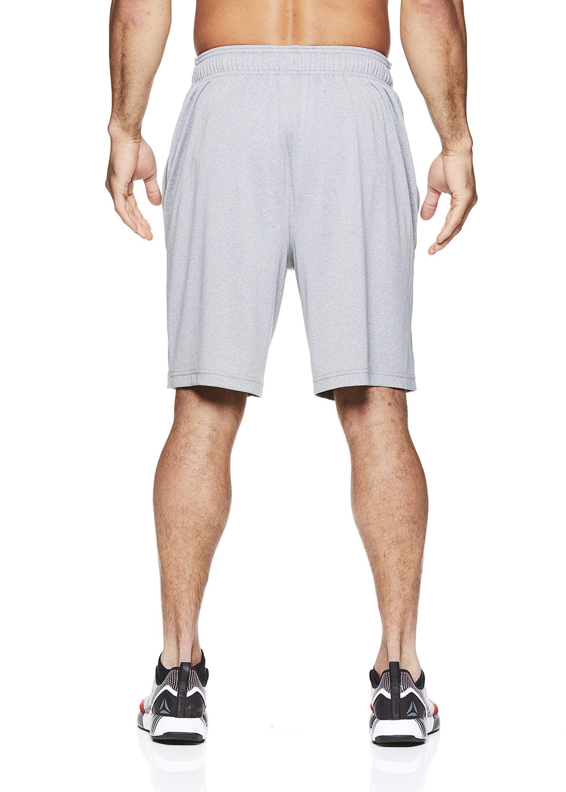 Reebok Men's Drawstring Shorts - Athletic Running & Workout Short - Sleet Heather Fireball, Medium