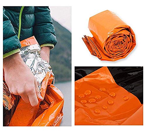 Wild Peak Emergency Waterproof Bivy Sack Sleeping Bag with Survival Gear Whistle - Ultra Lightweight, Compact Thermal Mylar Blanket, Reflective, Reusable, Durable Bivvy