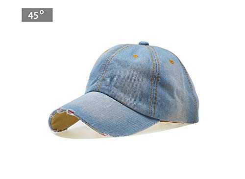 Unisex Washed Adjustable Denim Dad Hats Top Hats for Women Baseball Caps Baseball Hats for Men DIY Plain Hat (Blue 02)
