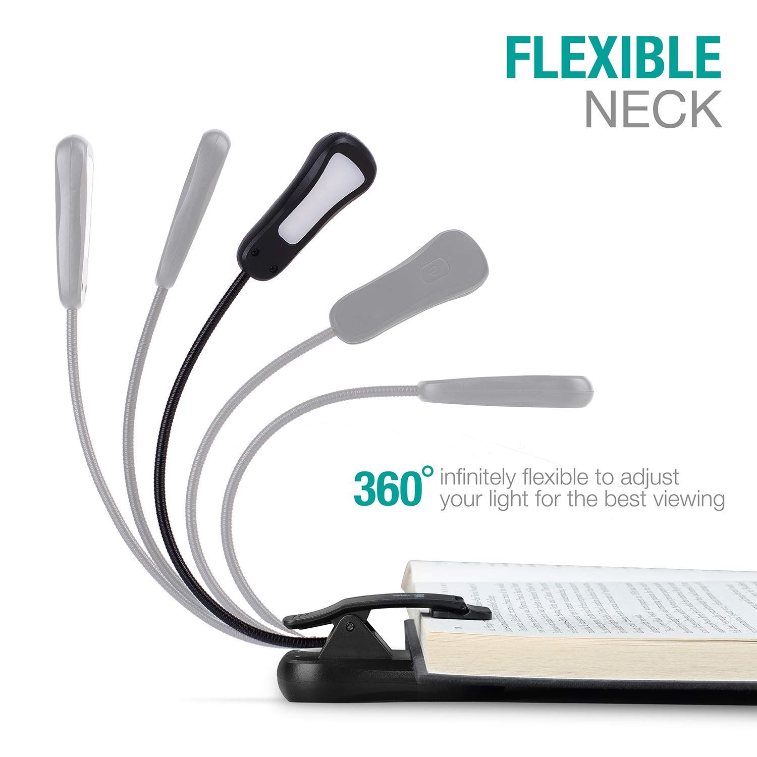 Vekkia Book Light Set with Charger, Clip on Reading Light in Bed with 3 Brightness, Up to 60 Hrs, Rechargeable, Eye-Care Warm LED for Read Before Bed (Incl Travel Case, Cable)