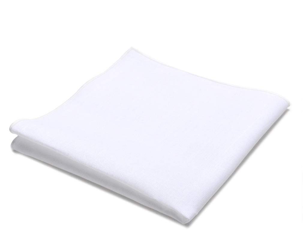 White Cotton Pocket Square Handkerchief with Gift Box