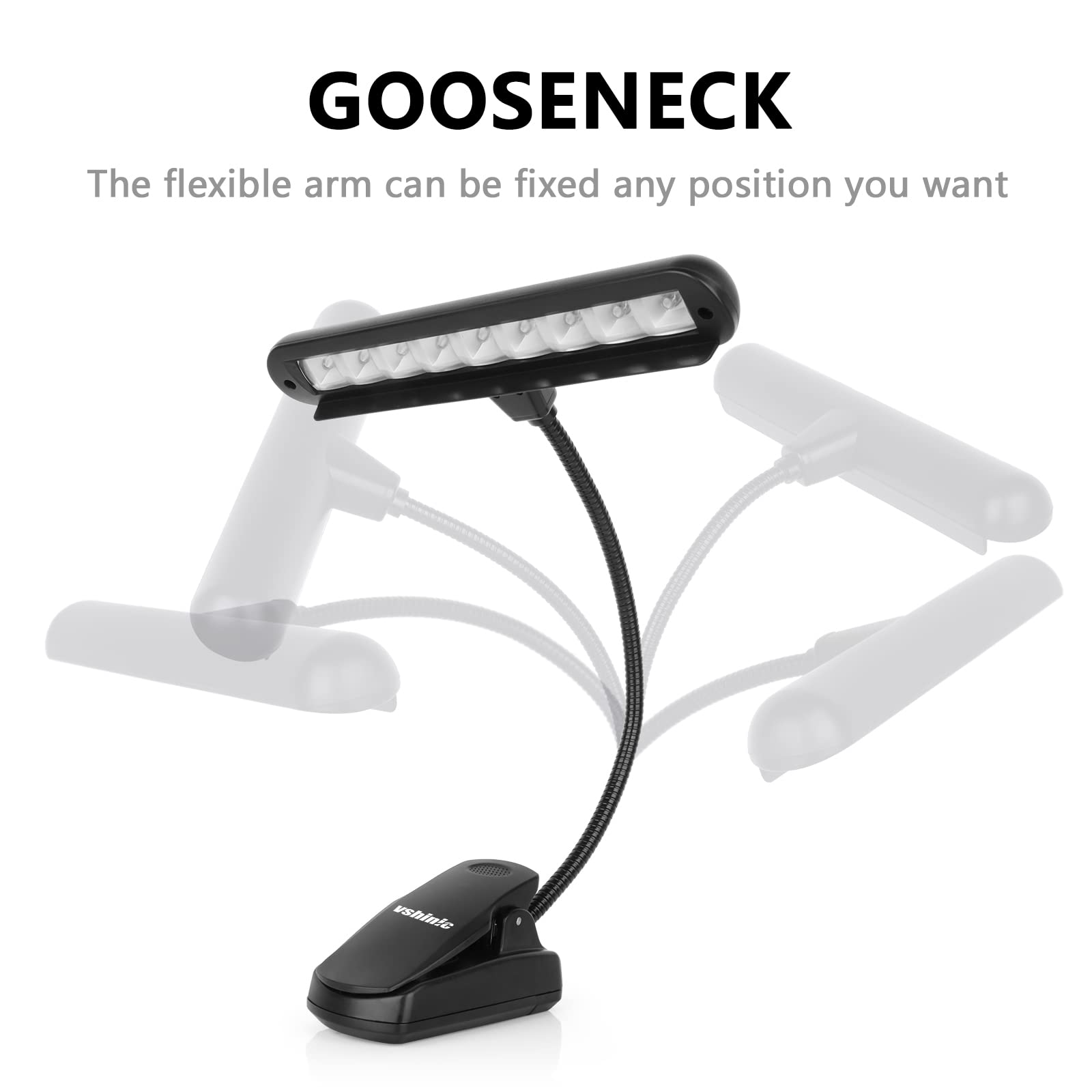 Vshinic Music Stand Light,Clip On Piano Lights 9 LED Orchestra Light Book Lamp Musician Lamp,Fully Adjustable No Flicker for Piano, Orchestra,Book Reading, Mixing Table, DJ, Craft Work
